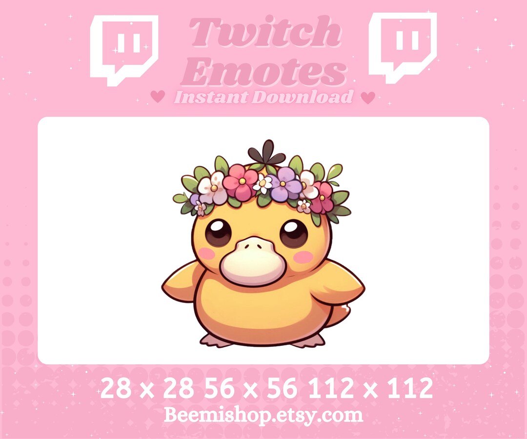 Psyduck Duck Wearing A Flower Crown Summer Happy Twitch Discord Emote ...