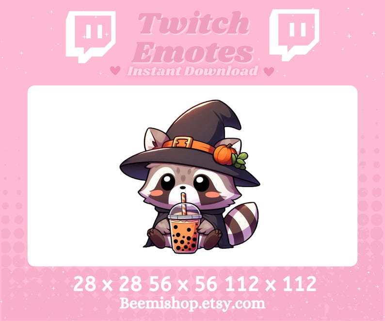 Raccoon Witch Drinking Boba Tea Spooky Halloween Cute Twitch Youtube ...