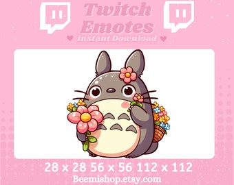 Twitch Discord Emote Cute Totoro Emotes Holding A Pink Flower Youtube ...