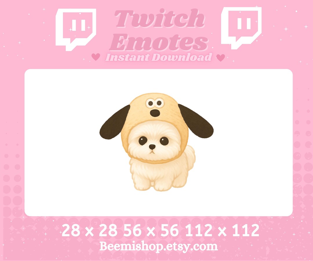 Dog in Dog Hoodie Twitch Emote – Kawaii Puppy Dress-up Emoji, Cute ...