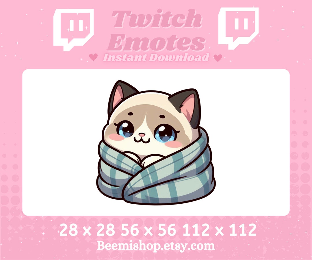 Siamese Cat in A Blanket Comfy Cozy Blankies Happy Twitch Discord Emote ...