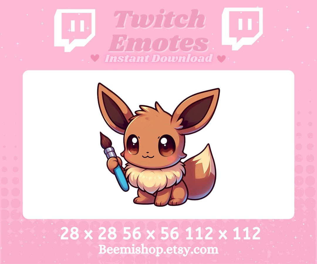 Artist Eevee Painting Holding Paint Brush Happy Twitch Discord Emote ...