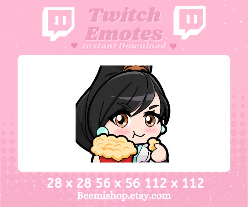 Twitch Discord Emote Cute Chibi Valorant Sage Emotes Eating Popcorn ...