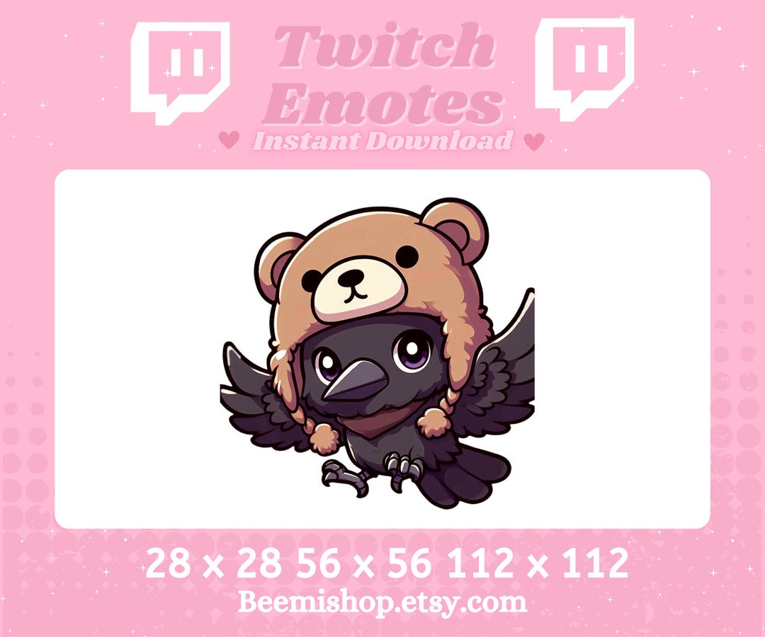 Raven Crow Wearing Teddy Bear Hat Flying Kawaii Funny Adorable Twitch ...