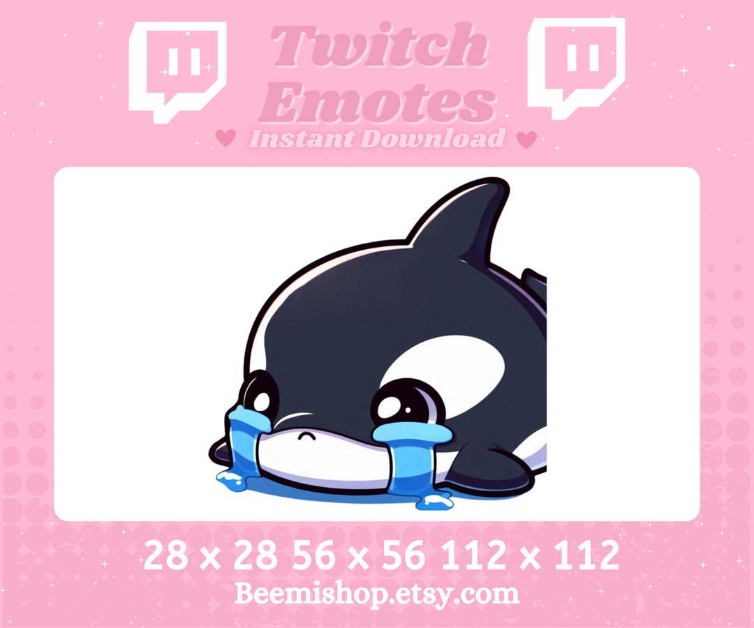 Orca Whale Drinking Crying Sad Tears Fish Adorable Twitch Discord Emote ...