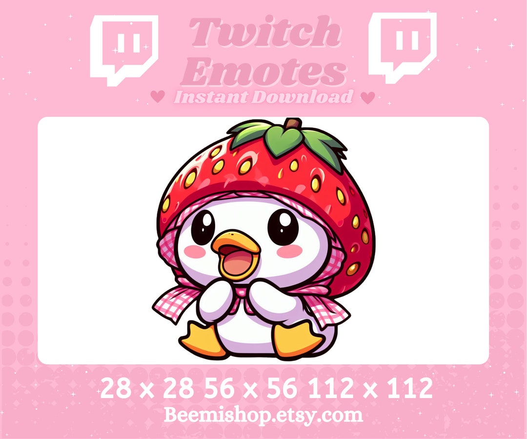 Twitch Emote|discord Emote|cute| Duck | Emote | Strawberry | Hat ...