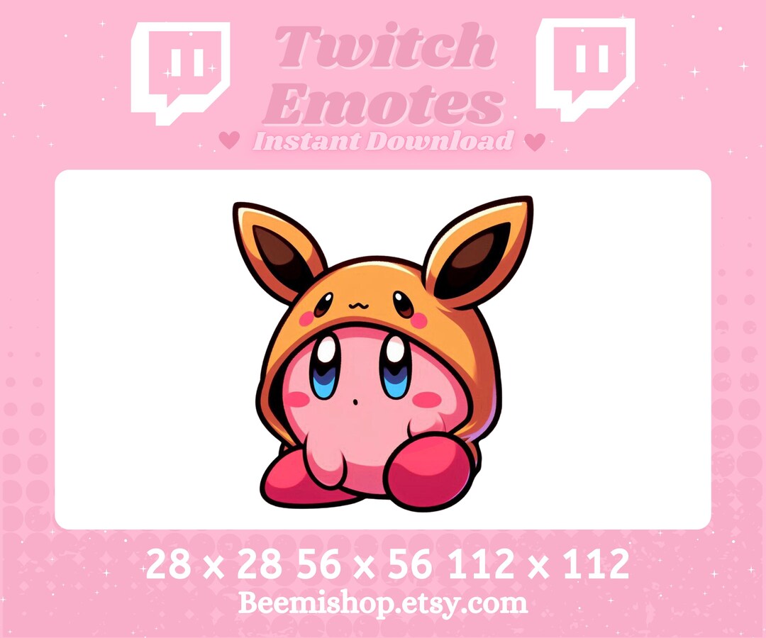Kirby Wearing Eevee Hat Shocked Surprised Confused Cute Kawaii Adorable ...