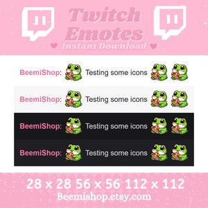 Frog Eating Pizza Food Yummy Kawaii Happy Adorable Twitch Discord Emote ...