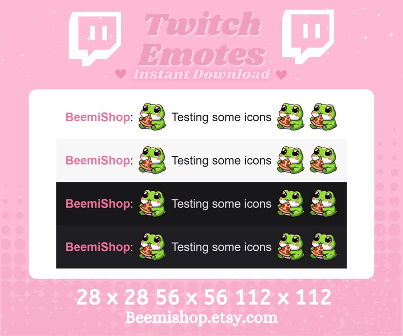 Frog Eating Pizza Food Yummy Kawaii Happy Adorable Twitch Discord Emote ...