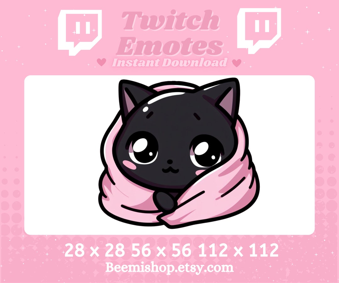 Twitch Discord Emote Cute Black Cat Emotes Cozy Blanket Comfy Kawaii ...