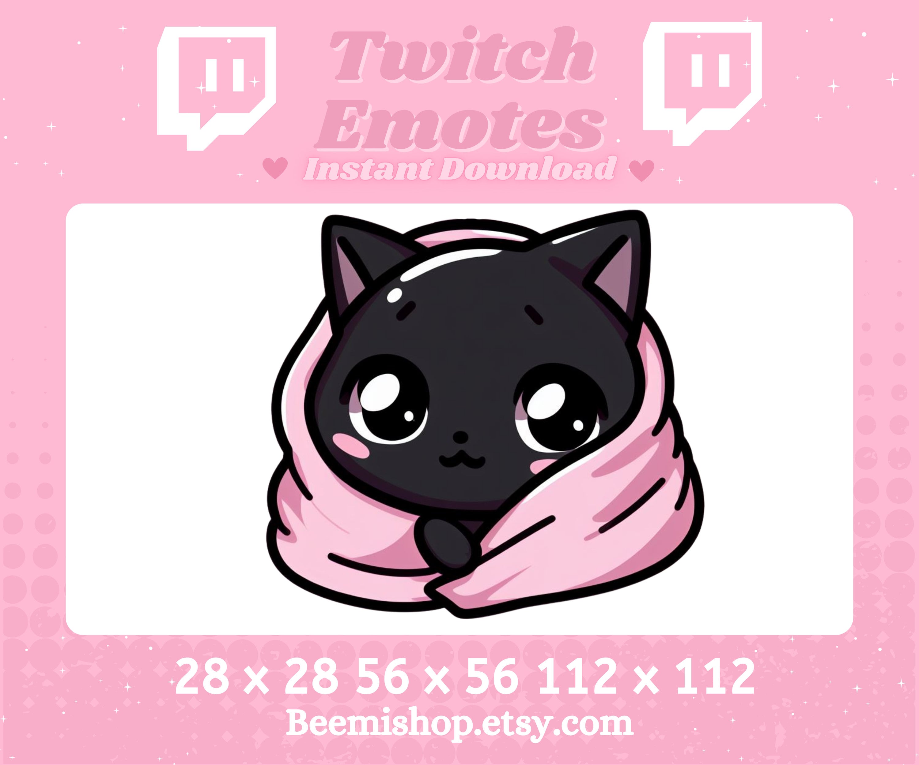 Twitch Discord Emote Cute Black Cat Emotes Cozy Blanket Comfy Kawaii ...