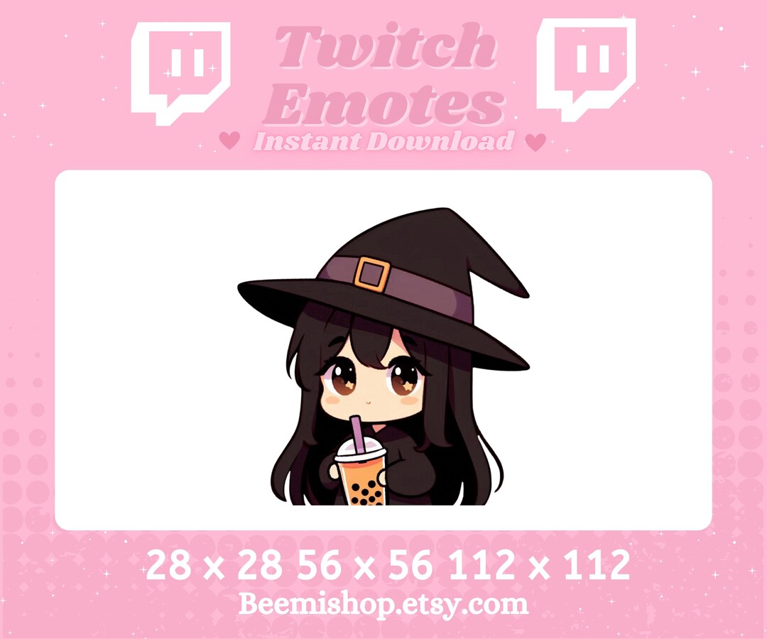 Chibi Girl Witch Drinking Boba Halloween Spooky Tea Kawaii Adorable ...