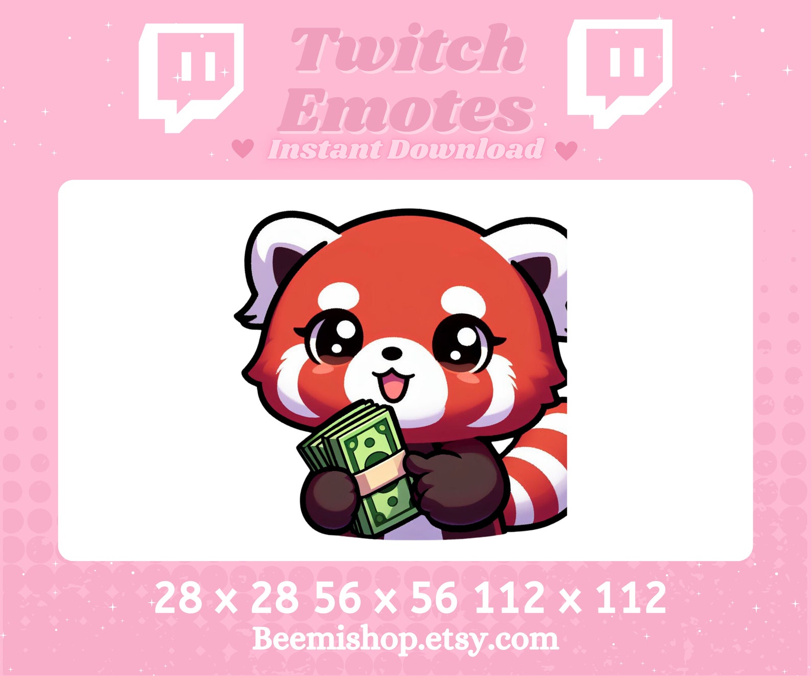 Red Panda Love Holding Cash Money Dollar Bill Kawaii Funny Adorable ...