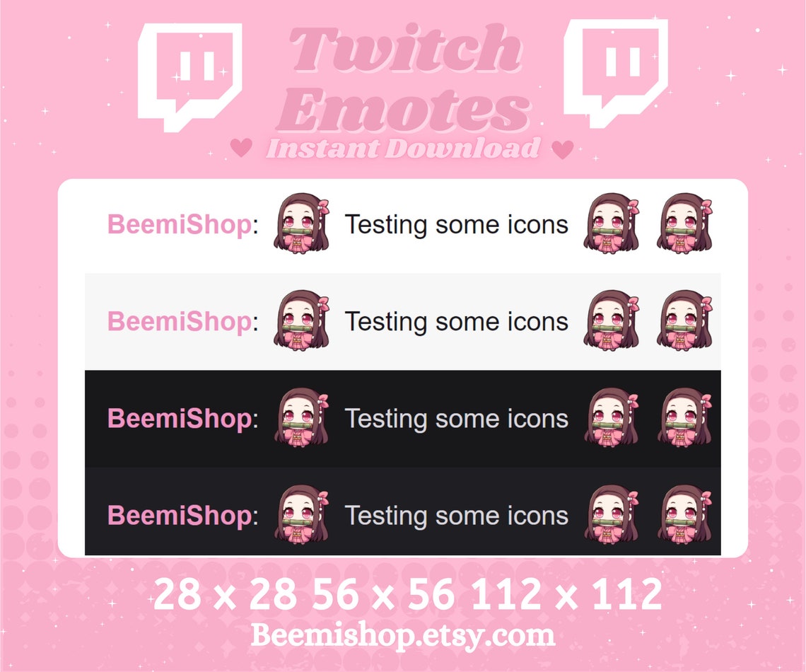 Twitch Discord Emote Demon Chibi Girl Nezuko Anime Demon Girl Emotes ...