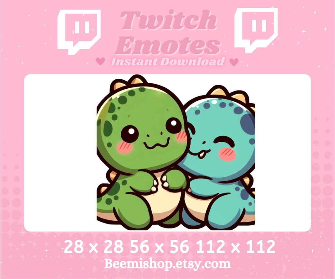 Twitch Discord Emote Cute Dinosaur Emotes Hugging Cuddle Bestfriends ...