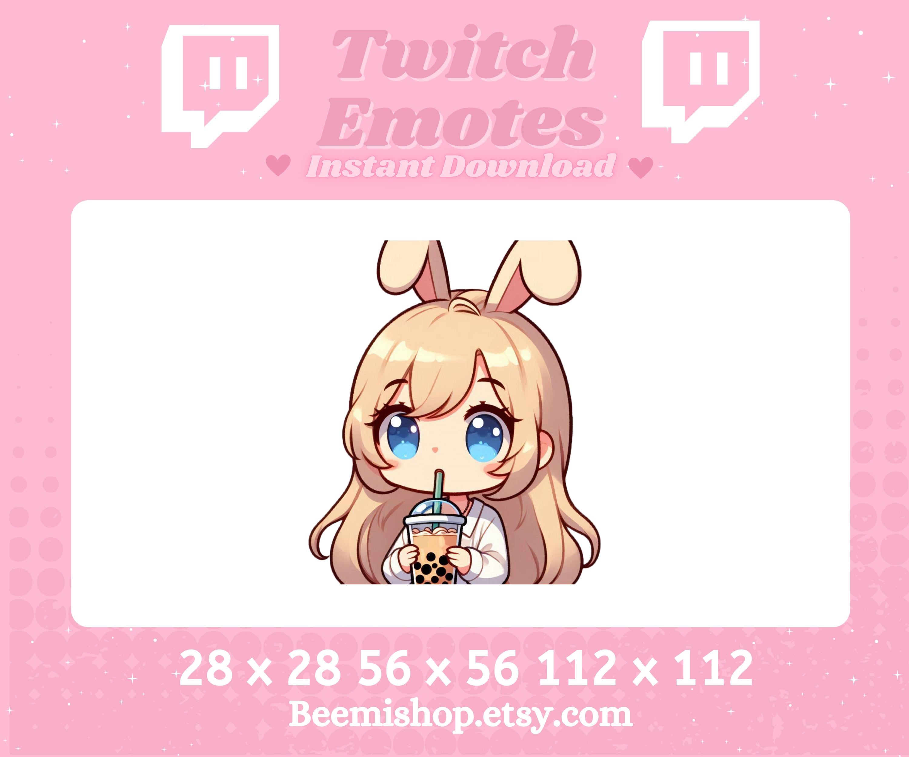 Bunny Girl Twitch Discord Emote Cute Chibi Long Blonde Hair Blue Eyes ...