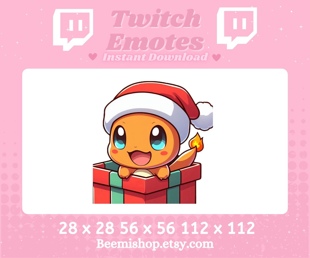 Christmas Hat Charmander in A Gift Box Lurking Hiding Santa Happy ...