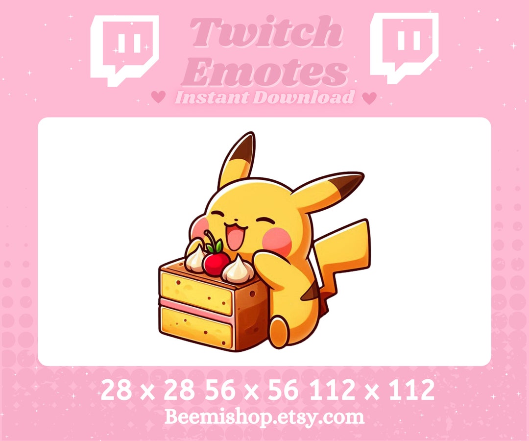 Pikachu Eating A Slice of Cake Happy Twitch Discord Emote Cute Kawaii ...