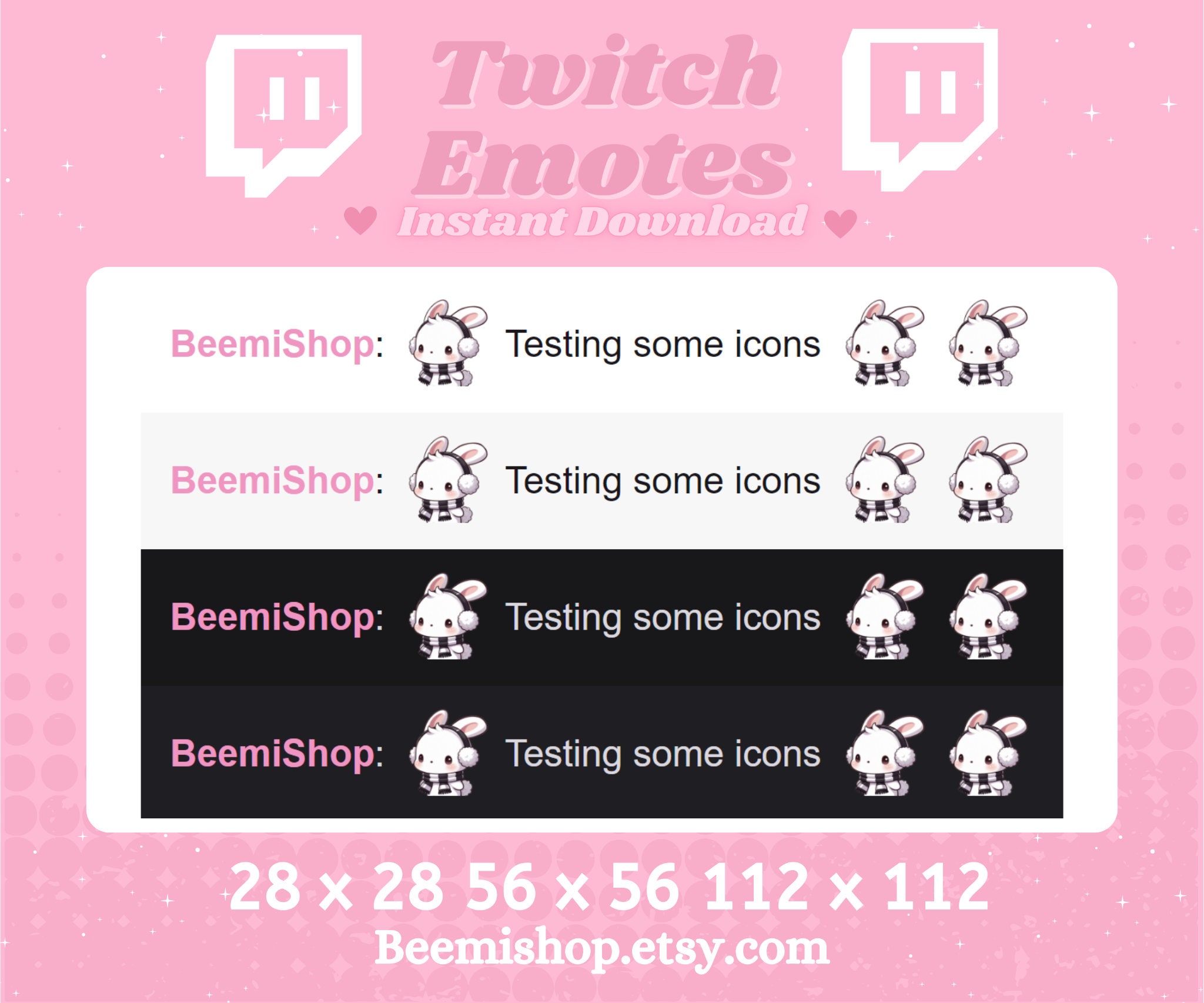 Twitch Discord Emote Cute Winter Bunny Rabbit Emotes Server Adorable ...