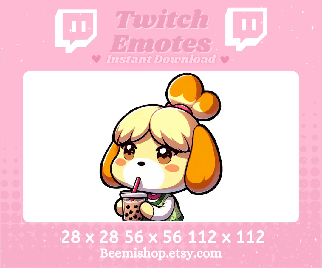 Twitch Discord Emote Animal Crossing Isabelle Emotes Drinking Boba Tea ...