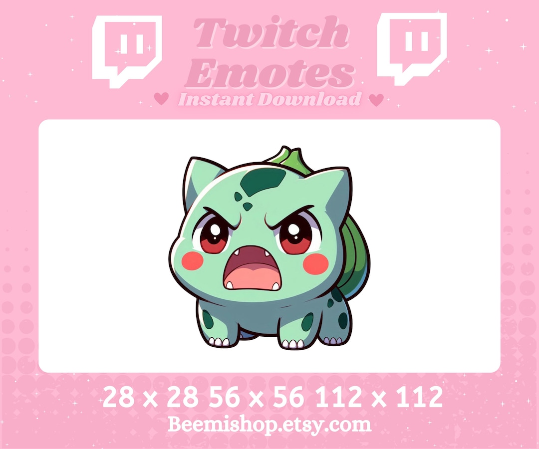 Bulbasaur Mad Angry Raging Rage Screaming Shouting Twitch Discord Emote ...