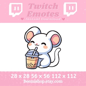 Twitch Emotes Discord Emote Cute Mouse Emotes White Comfy Boba Tea ...