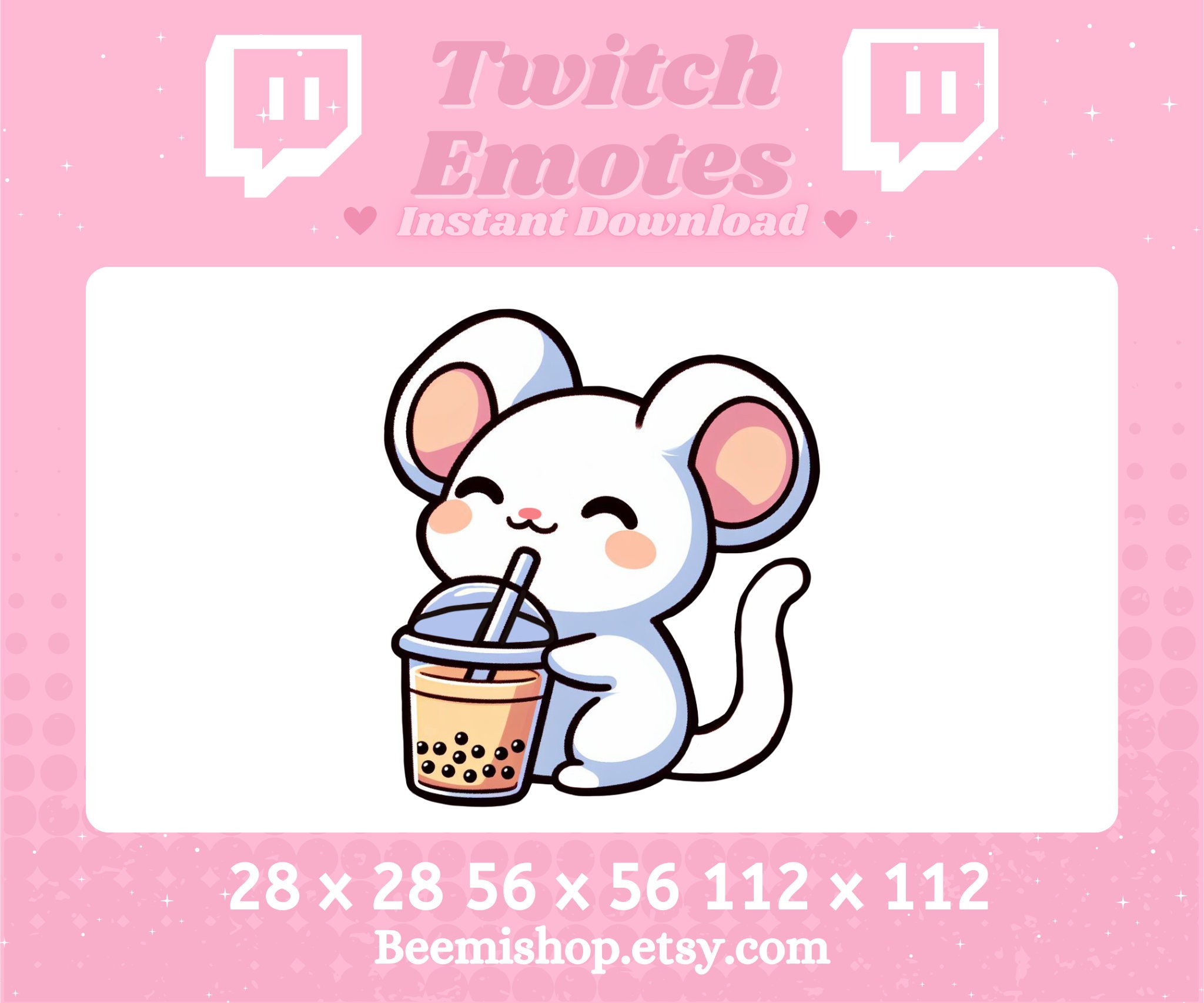 Twitch Emotes Discord Emote Cute Mouse Emotes White Comfy Boba Tea ...