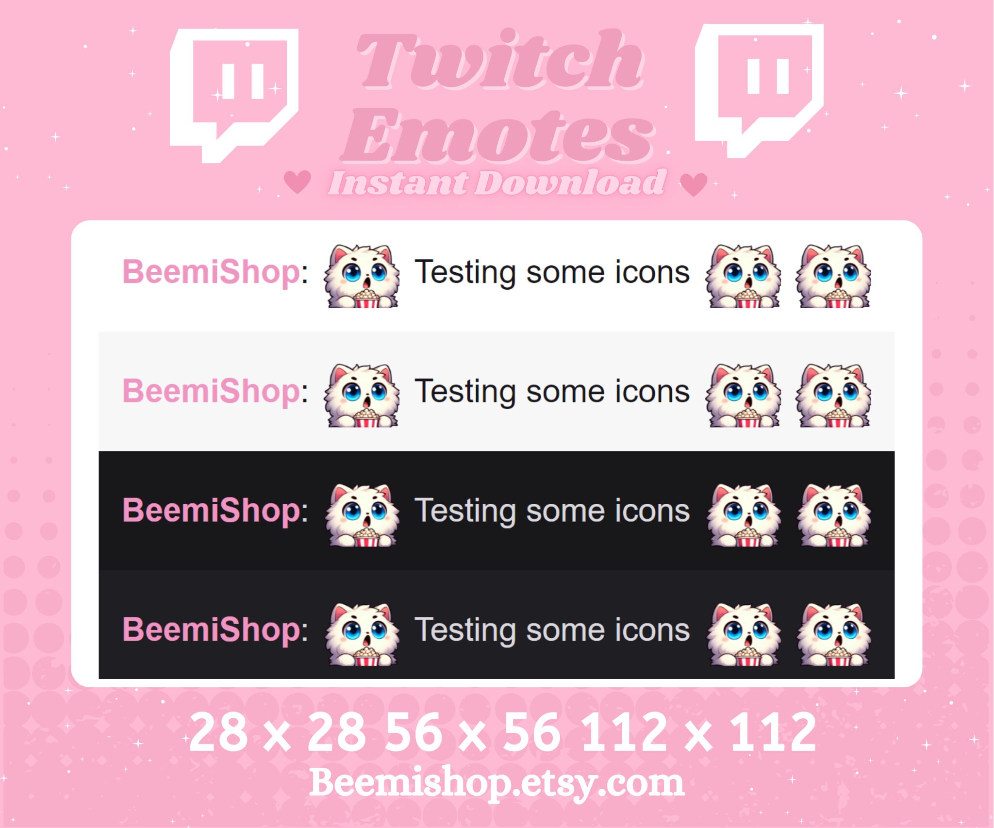 Twitch Emotes Discord Emote White Cat Emotes Fluffy Eating Popcorn ...