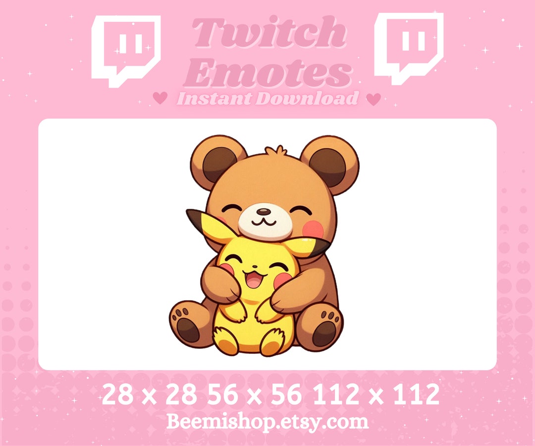 Brown Bear Teddy Bear Hugging Pikachu Happy Cuddle Comfy Twitch Discord ...