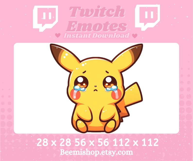 Twitch Discord Emote Cute Pokemon Pikachu Emotes Sad Crying Upset ...