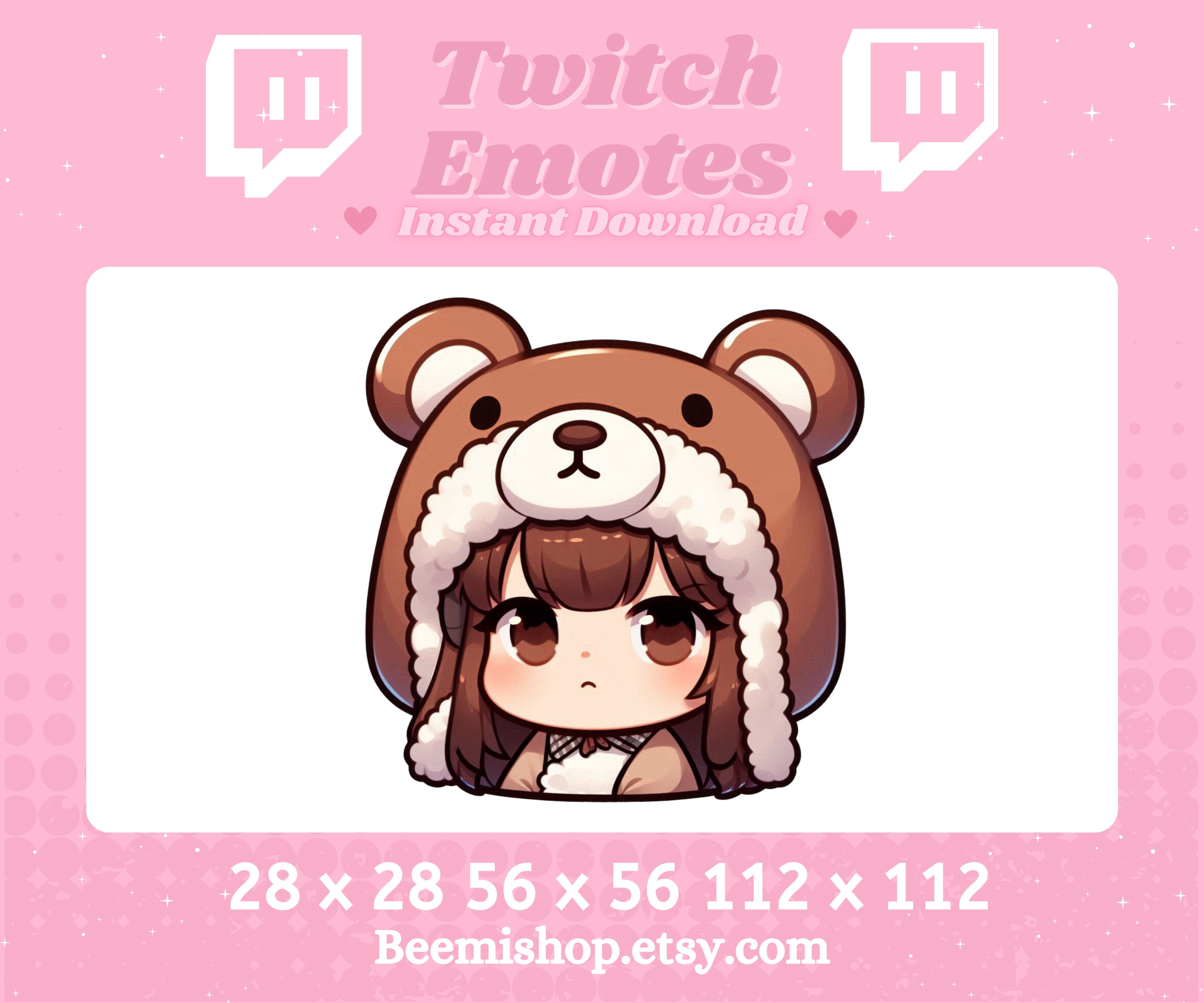 Chibi Girl Mad Angry Brown Teddy Bear Hat Brown Hair Brunette Brown ...