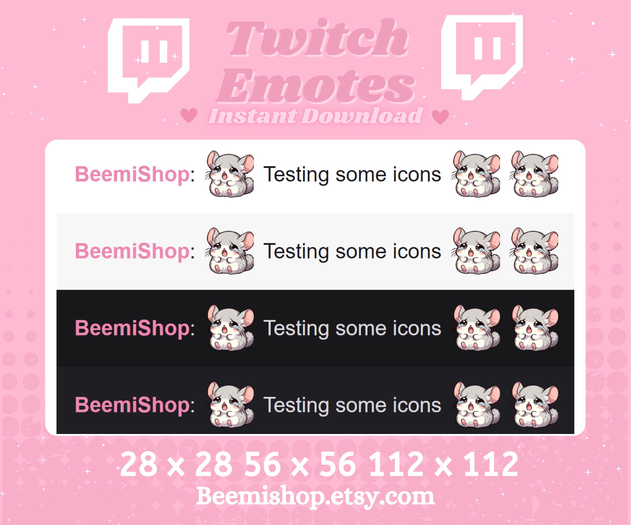 Cute Chinchilla Cry Sad Pet Kawaii Adorable Youtube Server Stream Animal Twitch Discord Emote ...