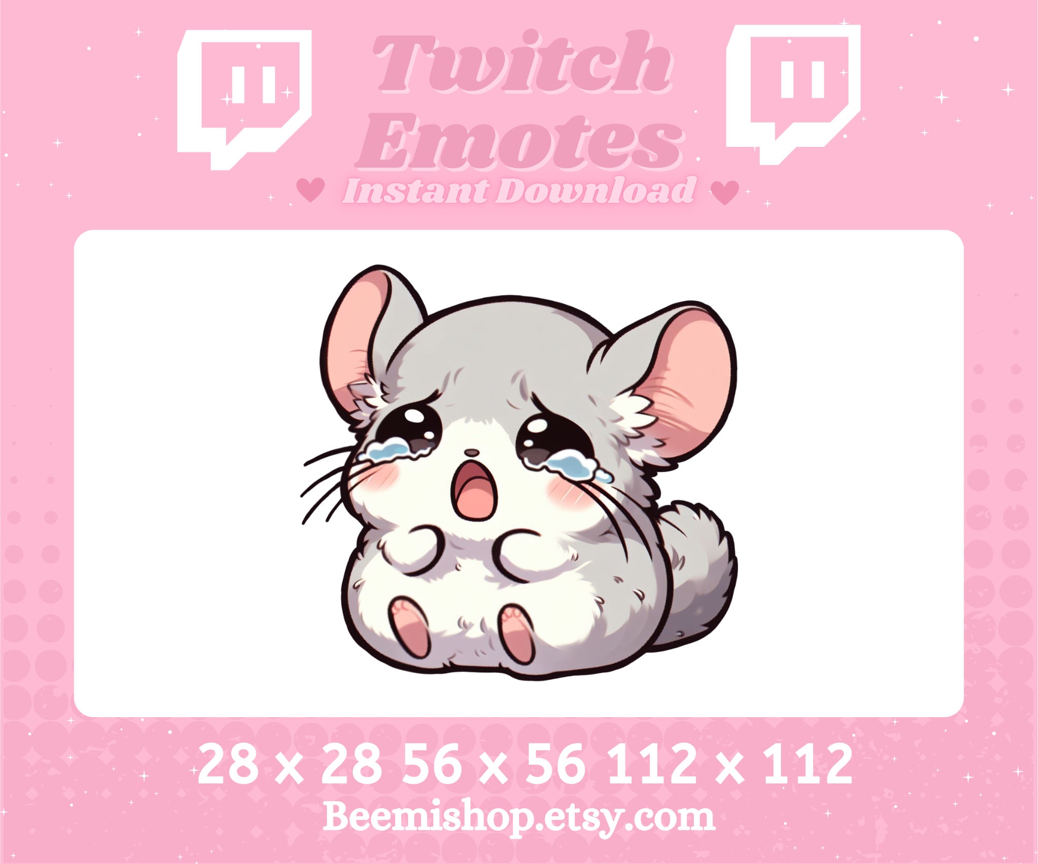 Cute Chinchilla Cry Sad Pet Kawaii Adorable Youtube Server Stream Animal Twitch Discord Emote ...