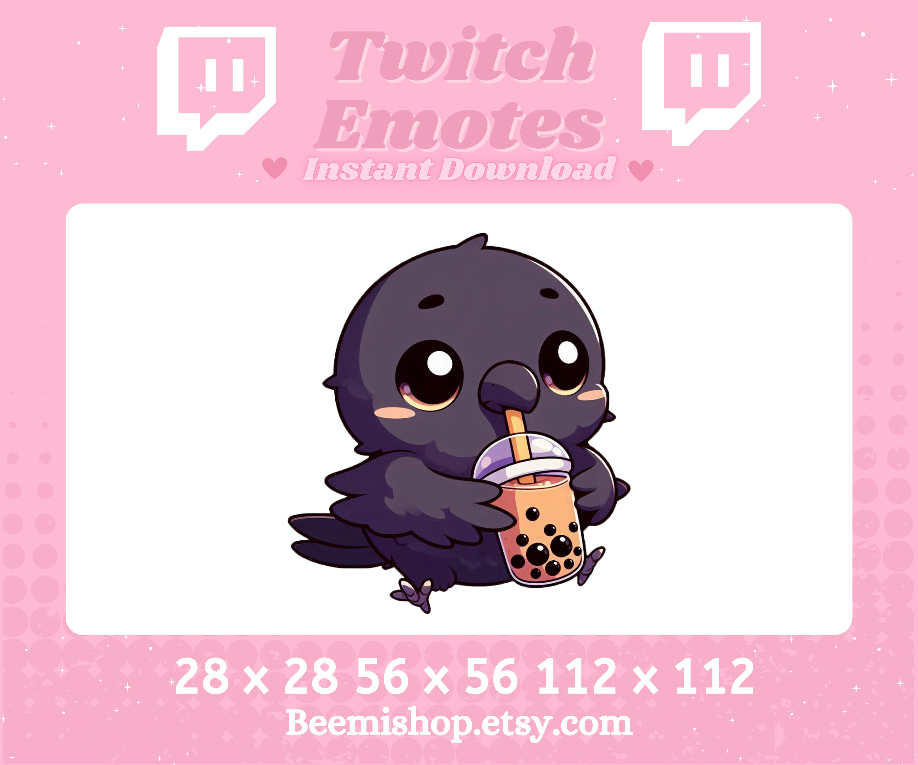 Raven Crow Drinking Boba Tea Sip Slurp Drink Bubble Tea Kawaii Funny ...