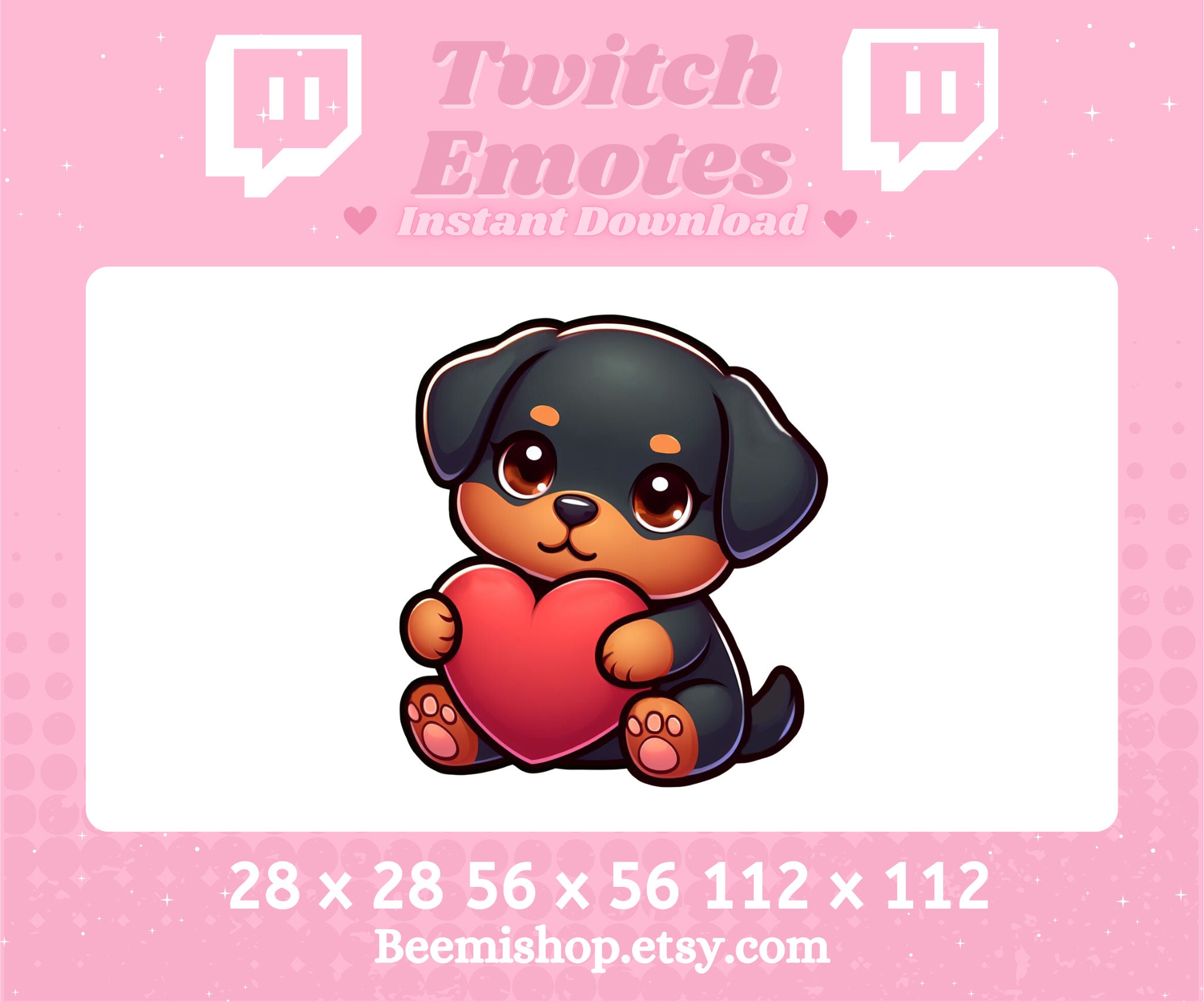 Twitch Discord Emote Cute Chibi Rottweiler Dog Emotes Puppy Love Heart ...