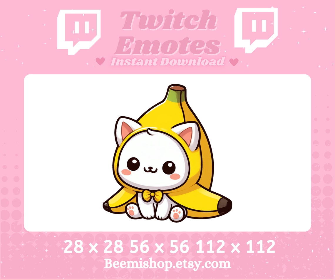 White Cat in Banana Costume Sit Chill Funny Meme Happy Twitch Discord ...