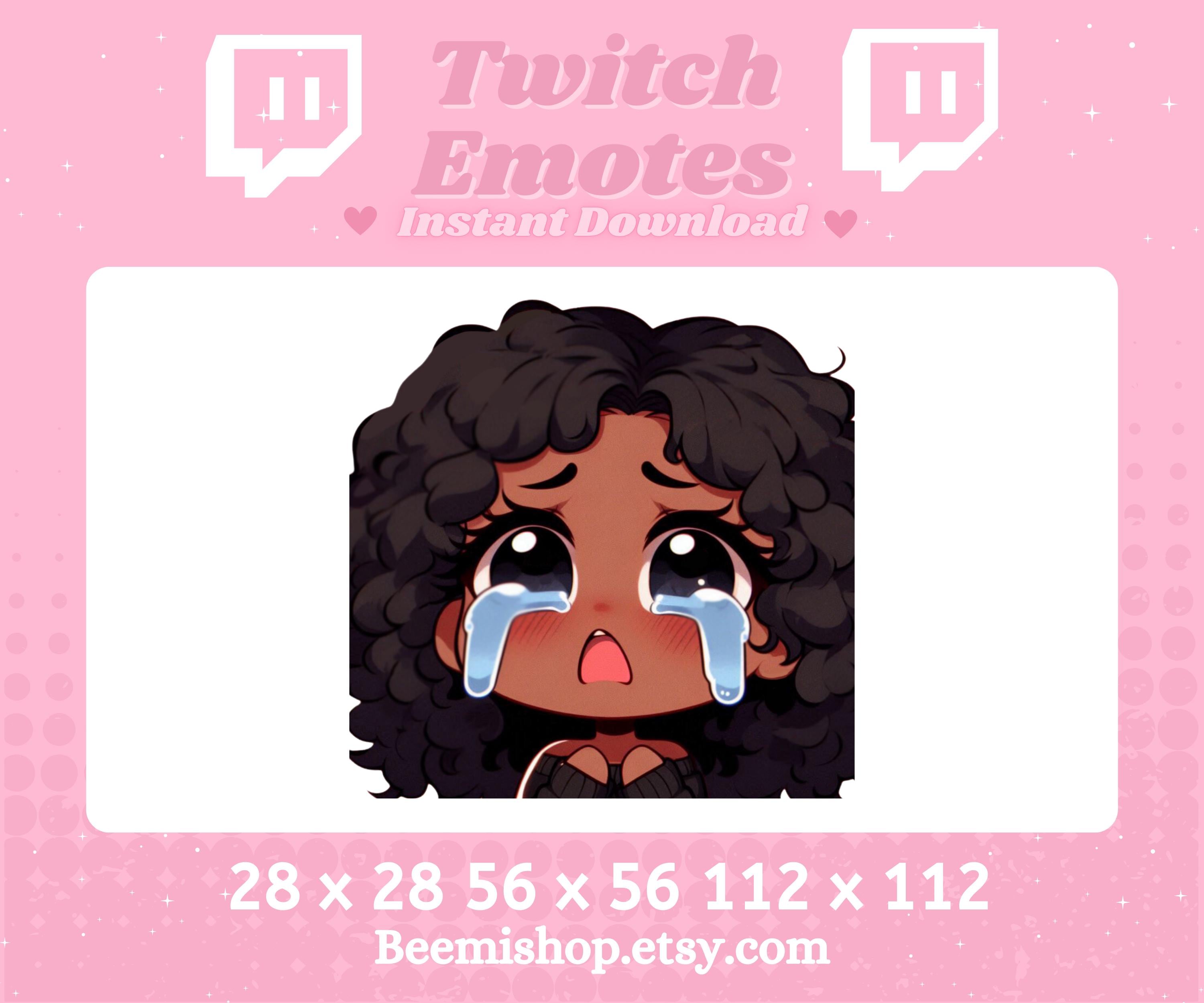 Chibi Black Girl Crying Sad Upset Stream Curly Brown Hair Brown Eyes ...