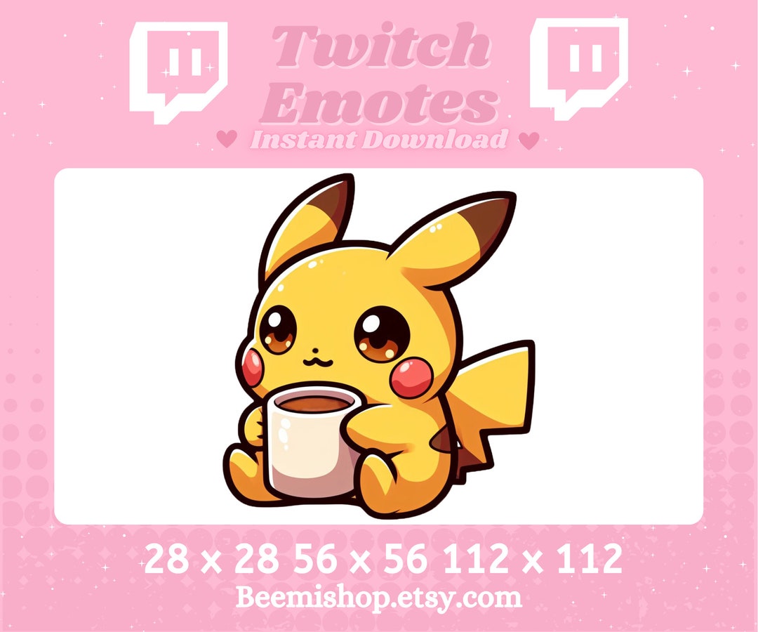 Twitch Discord Emote Pokemon Pikachu Coffe Addict Cute Adorable Kawaii ...