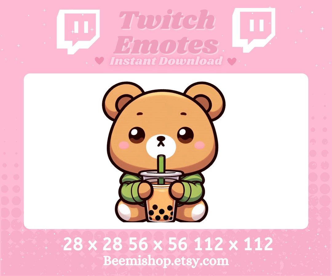 Teddy Bear Green Hoodie Drinking Boba Tea Happy Funny Twitch Discord ...