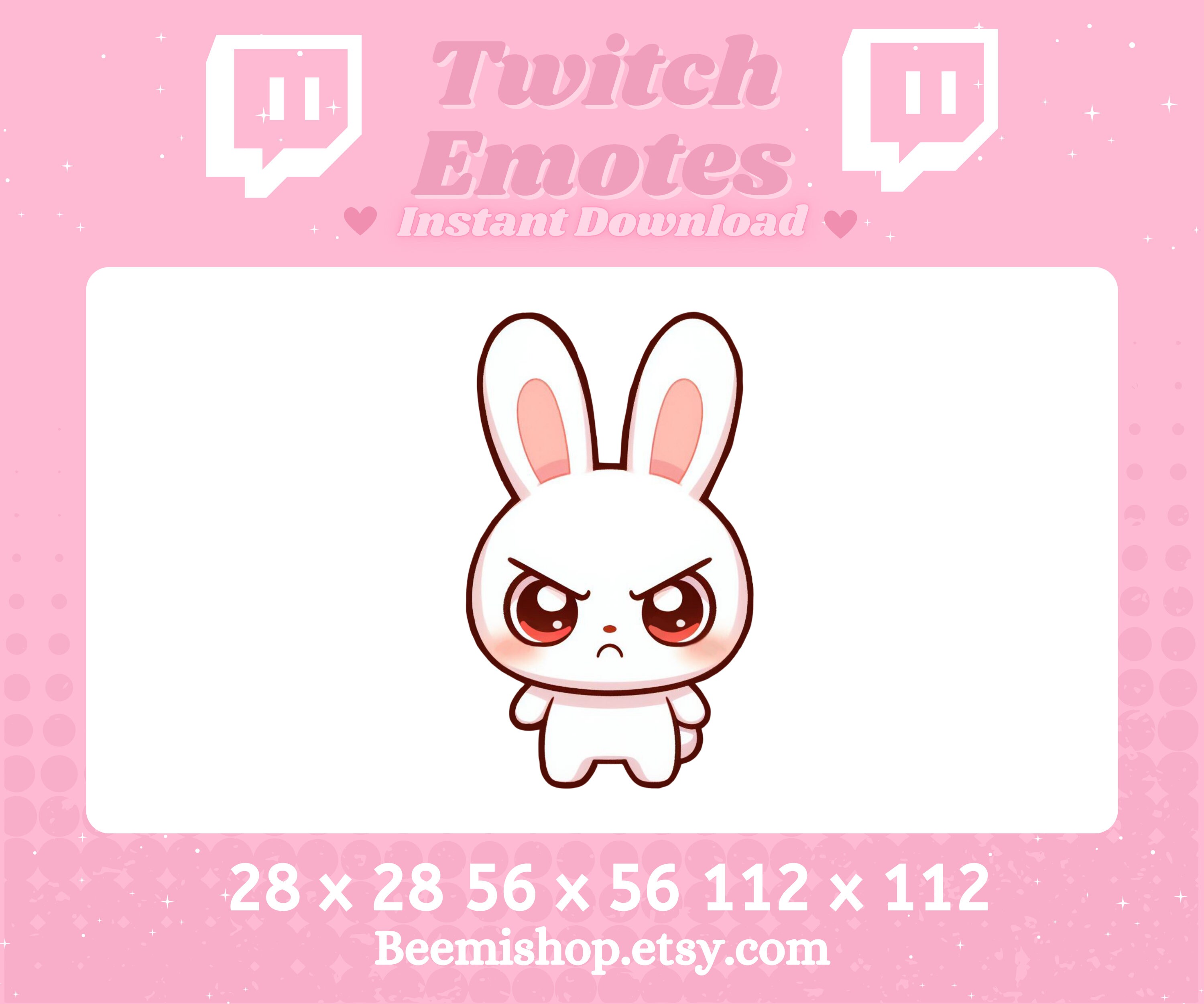 Cute White Bunny Mad Angry Rage Chibi Animal Adorable Youtube Server ...