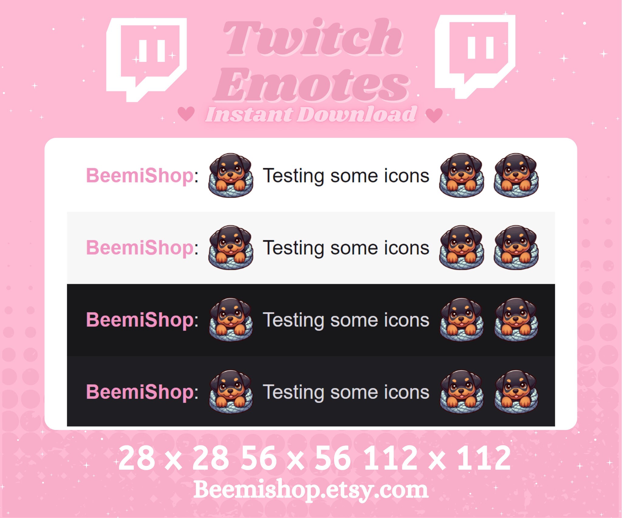 Twitch Discord Emote Cute Chibi Rottweiler Dog Emotes Puppy Cozy ...