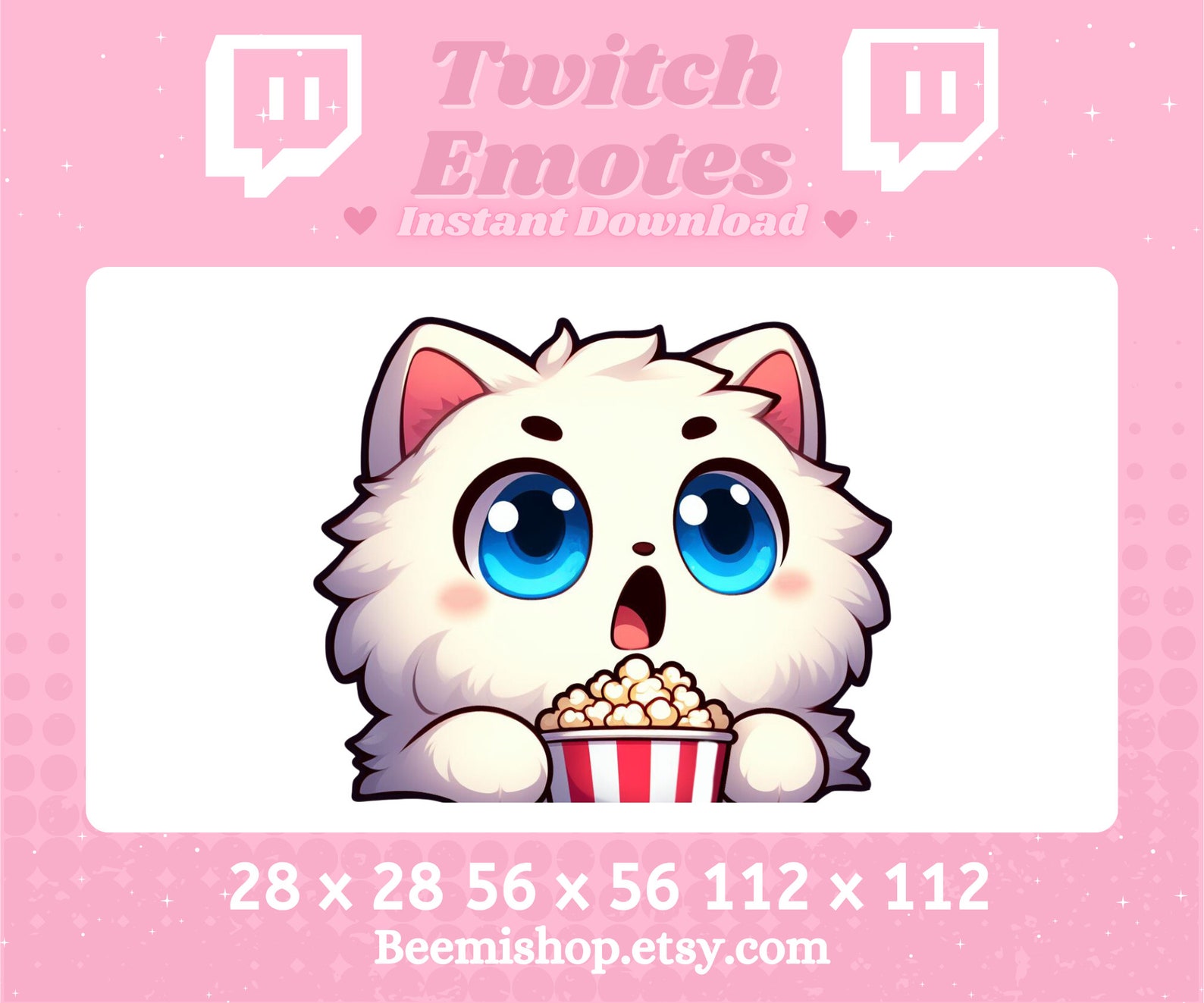 Twitch Emotes Discord Emote White Cat Emotes Fluffy Eating Popcorn ...