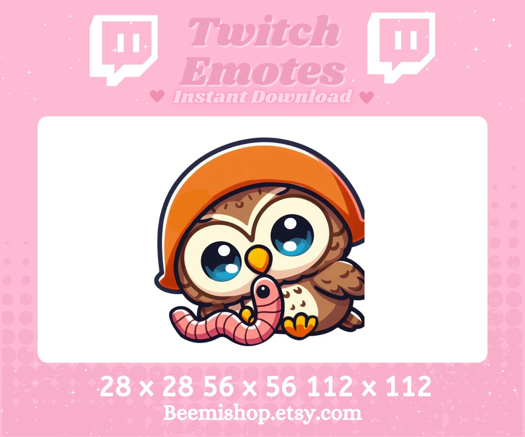 Owl Worm Happy Adorable Twitch Discord Emote Stream Animal Bird Youtube ...