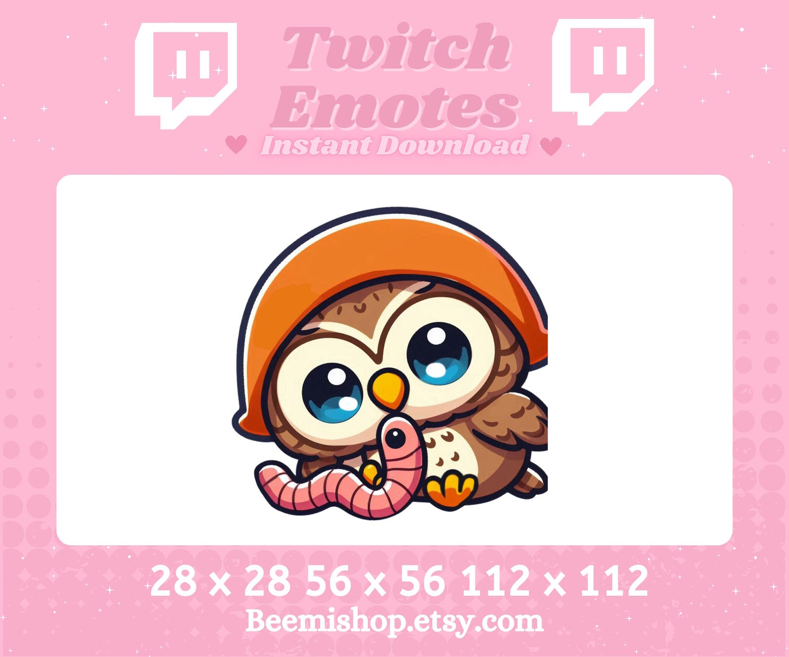 Owl Worm Happy Adorable Twitch Discord Emote Stream Animal Bird Youtube ...
