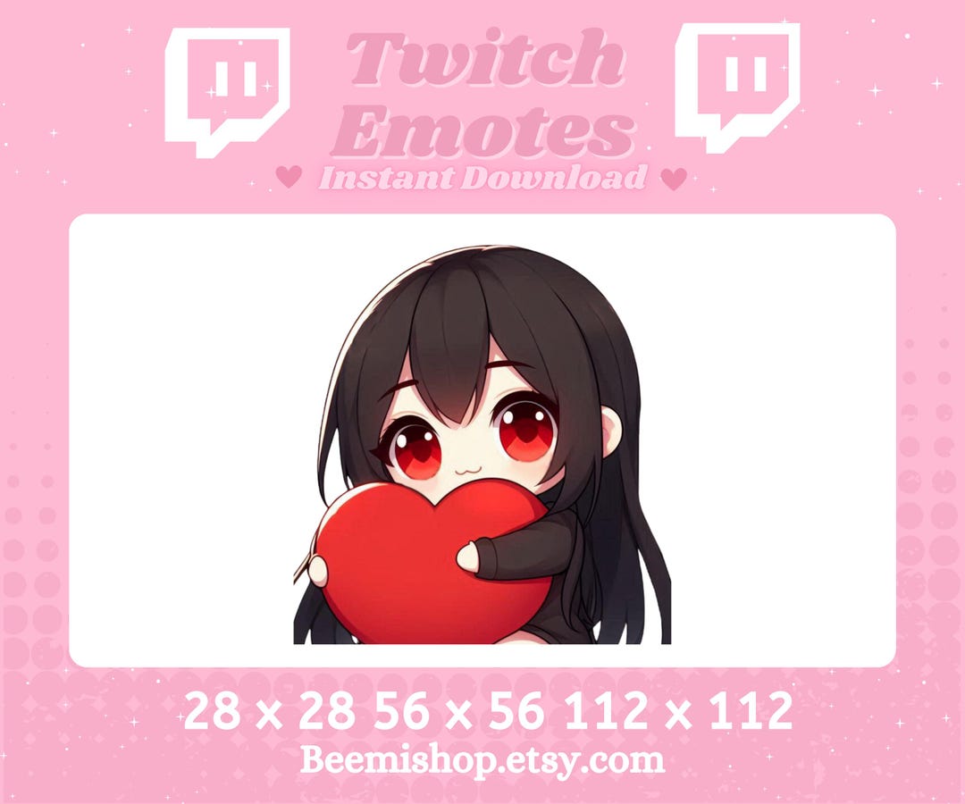 Chibi Girl Love Heart Kawaii Adorable Twitch Discord Emote Stream ...