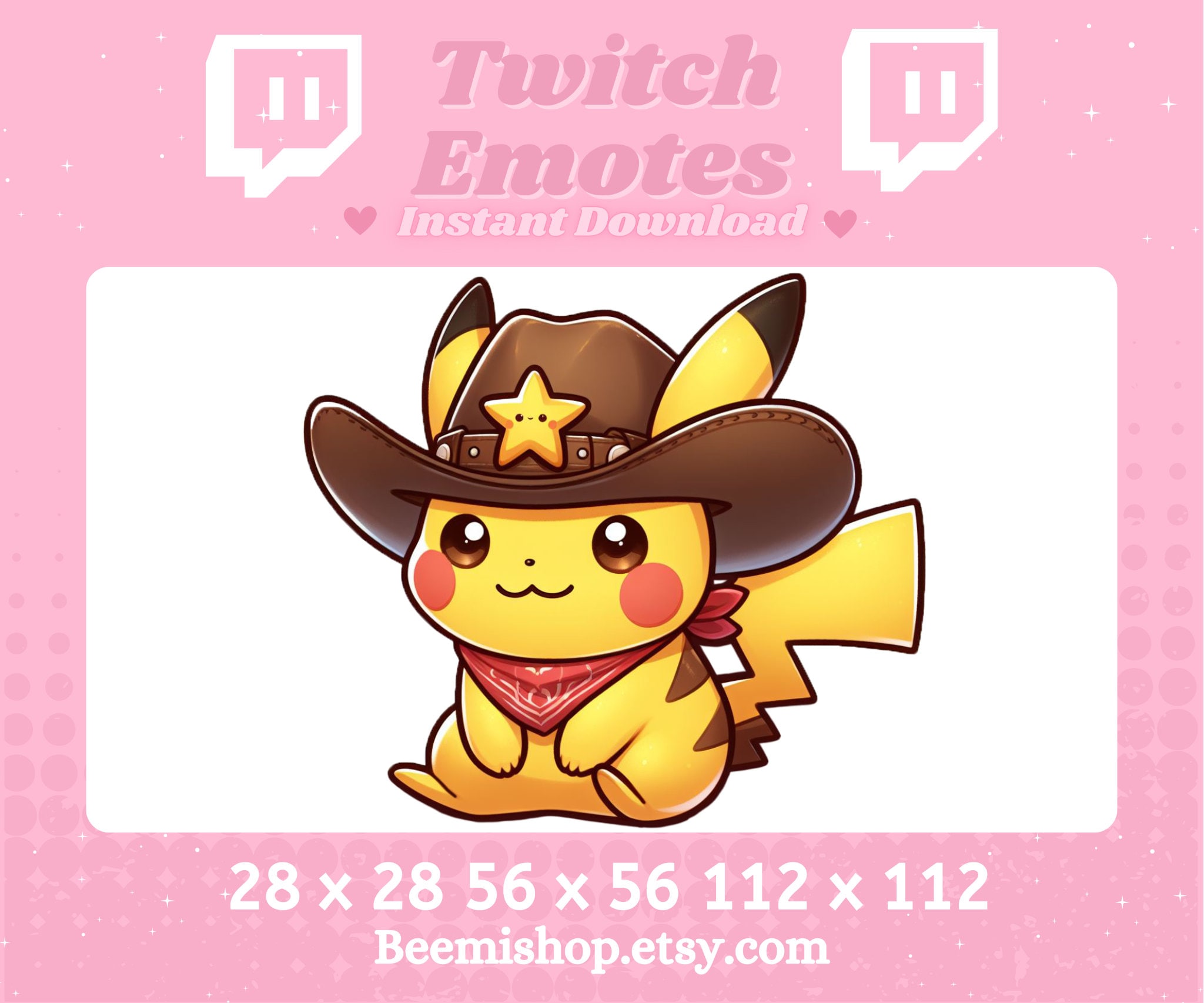 Twitch Discord Emote Cute Pokemon Cowboyhat Pikachu Emotes Server ...