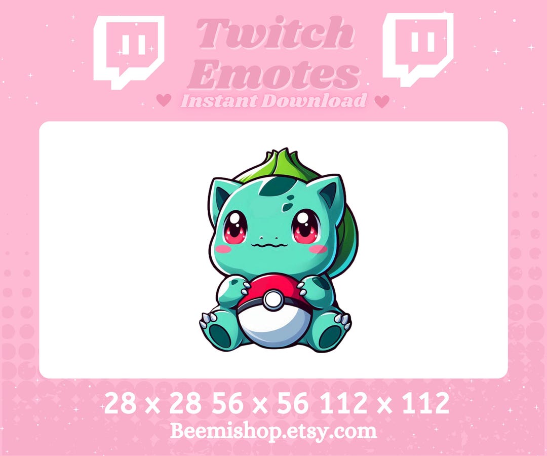 Bulbasaur Holding A Poke Ball Twitch Discord Emote Cute Kawaii Adorable ...
