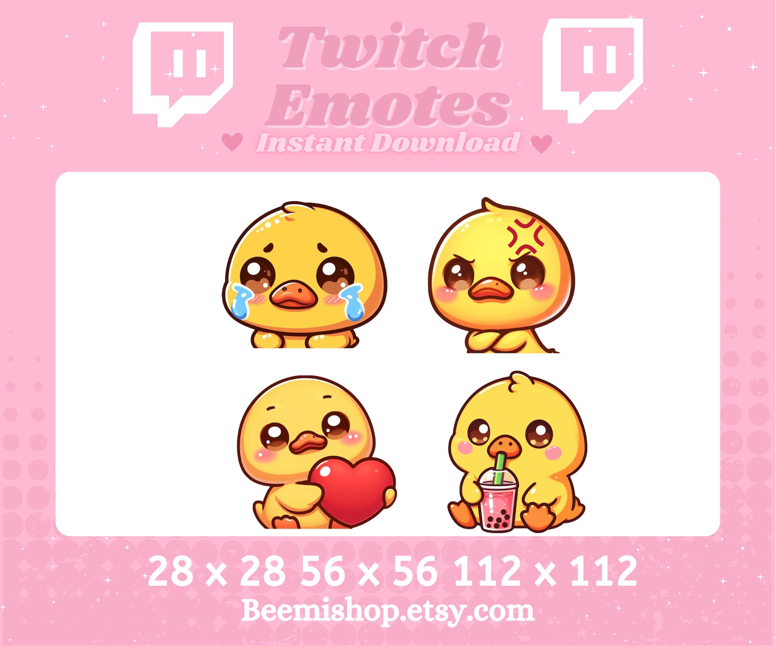 Twitch Discord Emote Cute Duck Emotes Pack Set Crying Mad Angry Love ...