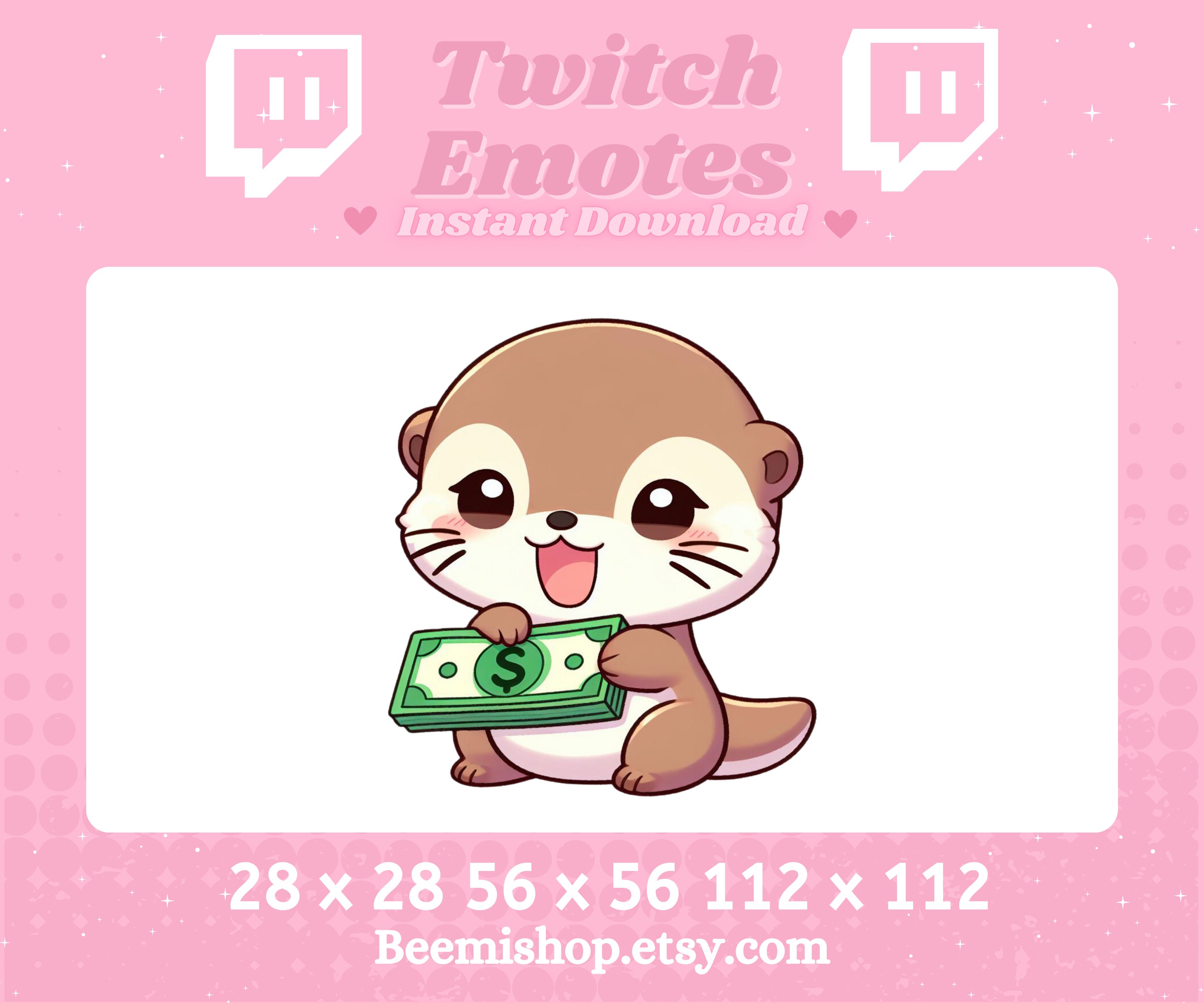 Brown Otter Money Happy Cash Dollar Bill Kawaii Adorable Twitch Discord ...