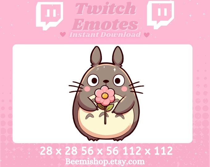 Twitch Discord Emote Cute Totoro Emotes Holding A Pink Flower Youtube ...